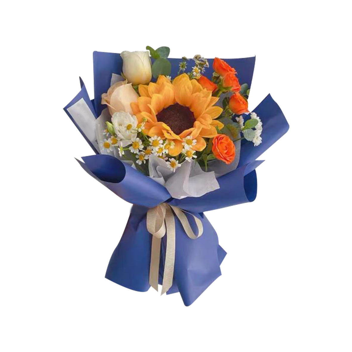 Azure Bloomlight (Sunflowers, Chamomile, Roses) | Flower Bouquet