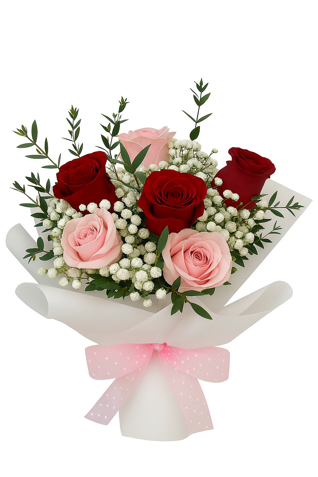 Velvet Petal Poise (Roses, Baby's Breath) | Fresh Flower Bouquet